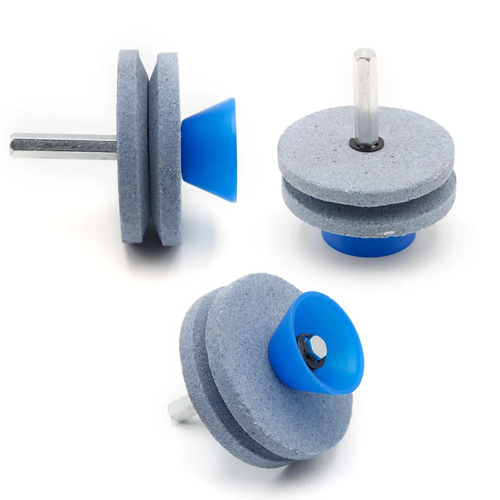 1pc lawn mower sharpener blue double-layer grinding stone wind power ...
