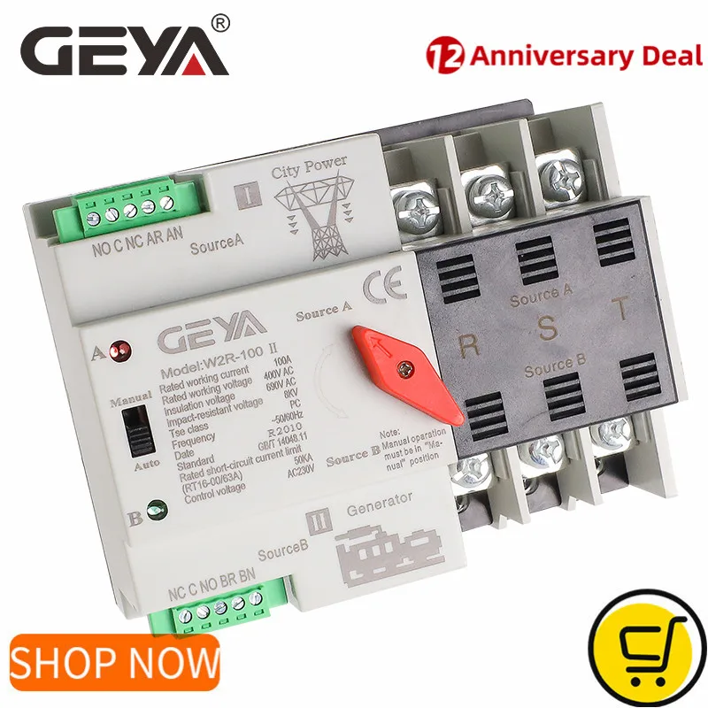 Geya W2r-3pole Din Rail Mounted Automatic Transfer Switch Three Phase ...