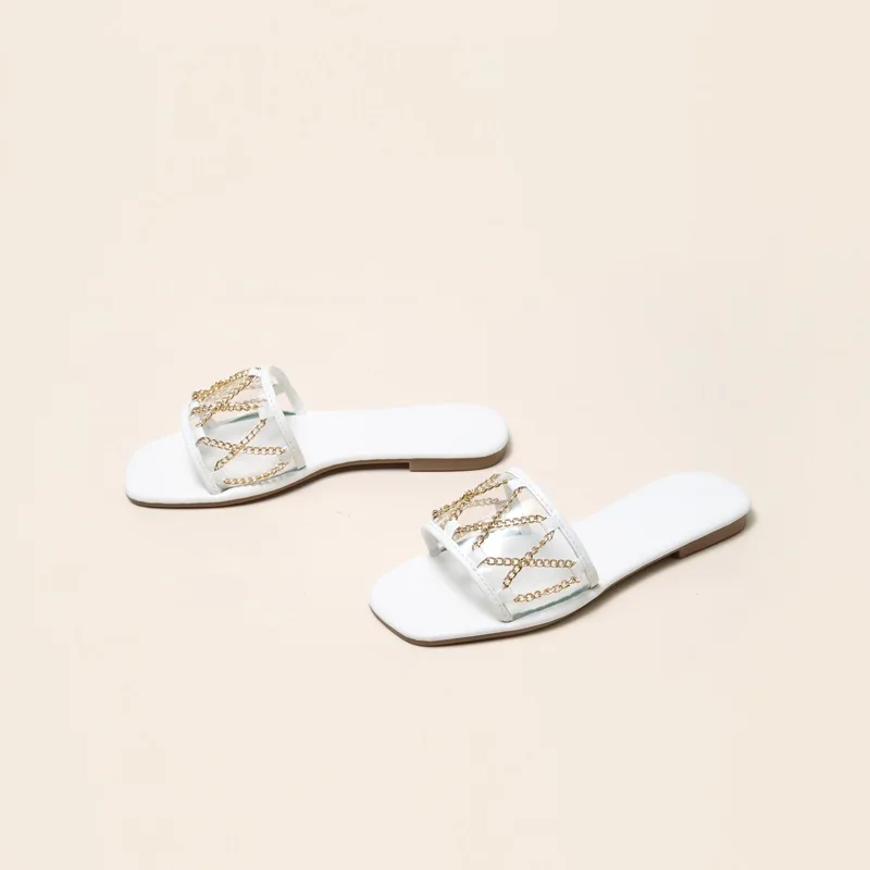 Women-s-shoes-2021-summer-new-chain-slippers-women-s-shoes-flat-sandals ...