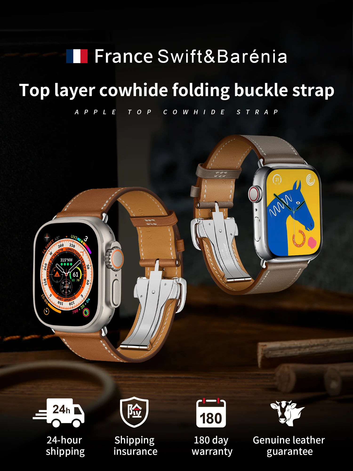 Jincor-High-Quality-Swift-Barenia-Leather-Band-Deployment-Buckle-For ...