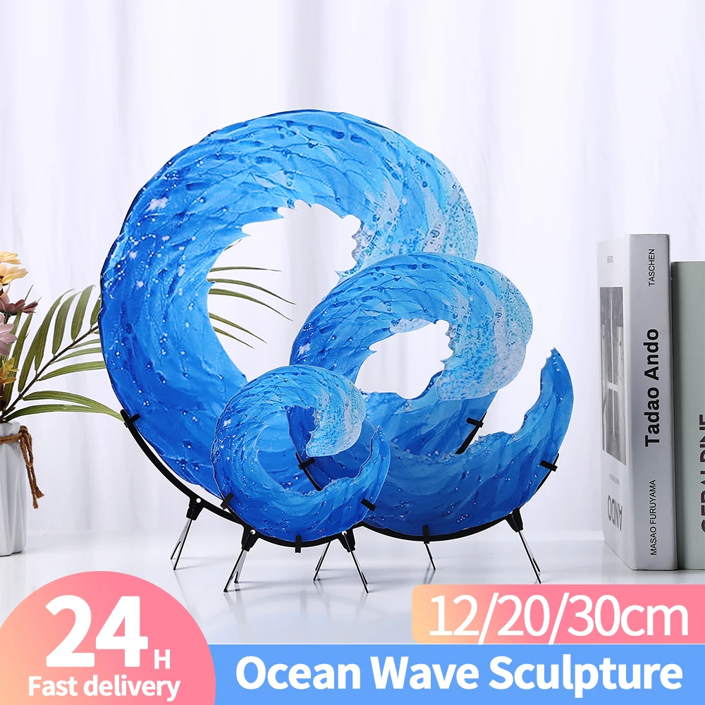 Acrylic-Ocean-Wave-Sculpture-Creative-Lifelike-Sea-Wave-Desktop-Blue ...