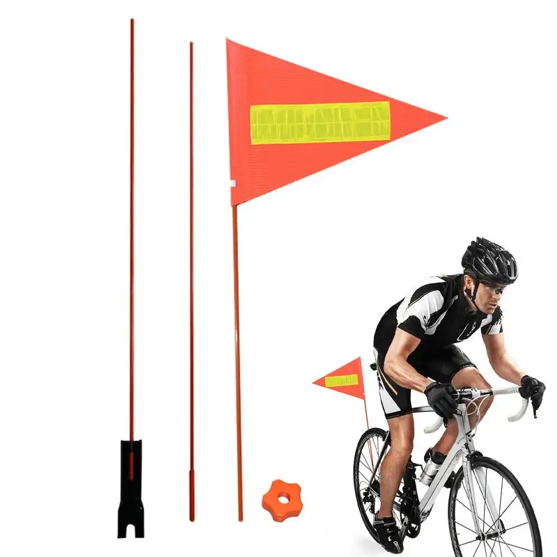 Bike-Flags-Set-High-Visibility-Safety-Flag-Fiberglass-Pole-Bike-Trailer ...