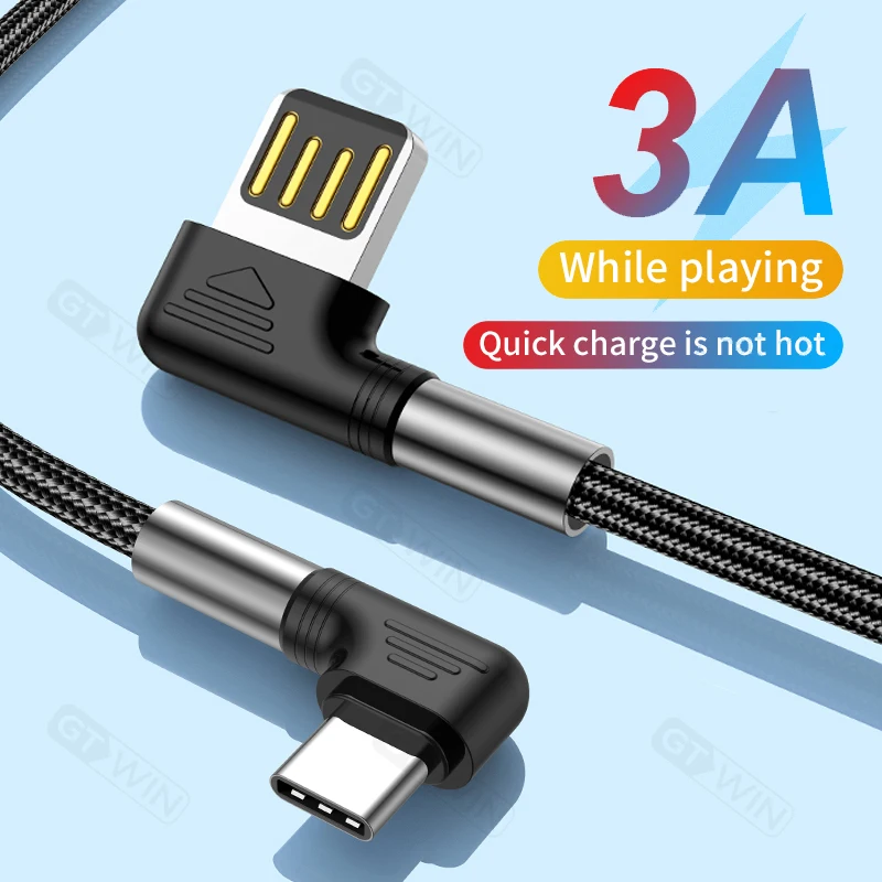 3A-USB-C-Cable-Double-Elbow-90-Degree-USB-Type-C-Cable-Fast-Charging ...