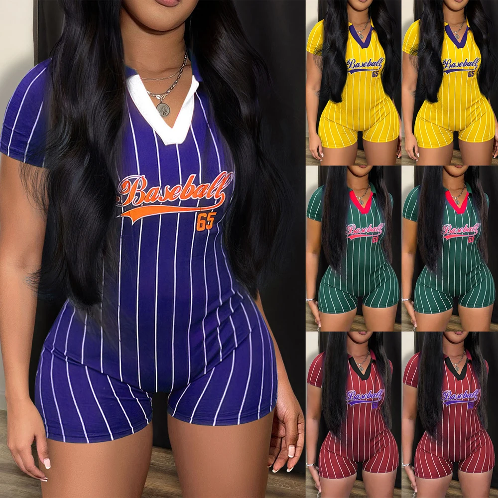 New 2023 Rompers Womens Jumpsuit Summer Sports Wear Outfit Sexy V Neck ...