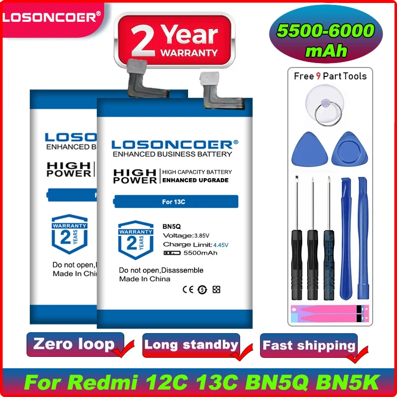 Bateria-de-Alta-Capacidade-LOSONCOER-para-Xiaomi-Redmi-12C-13C-BN5Q ...