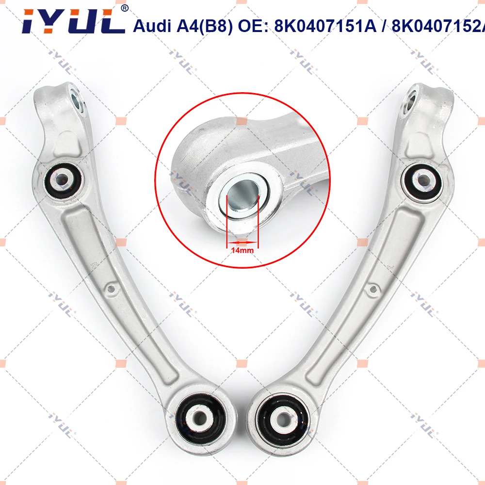 Iyul Pair Front Lower Suspension Control Arm Straight 14mm For Audi A4 ...
