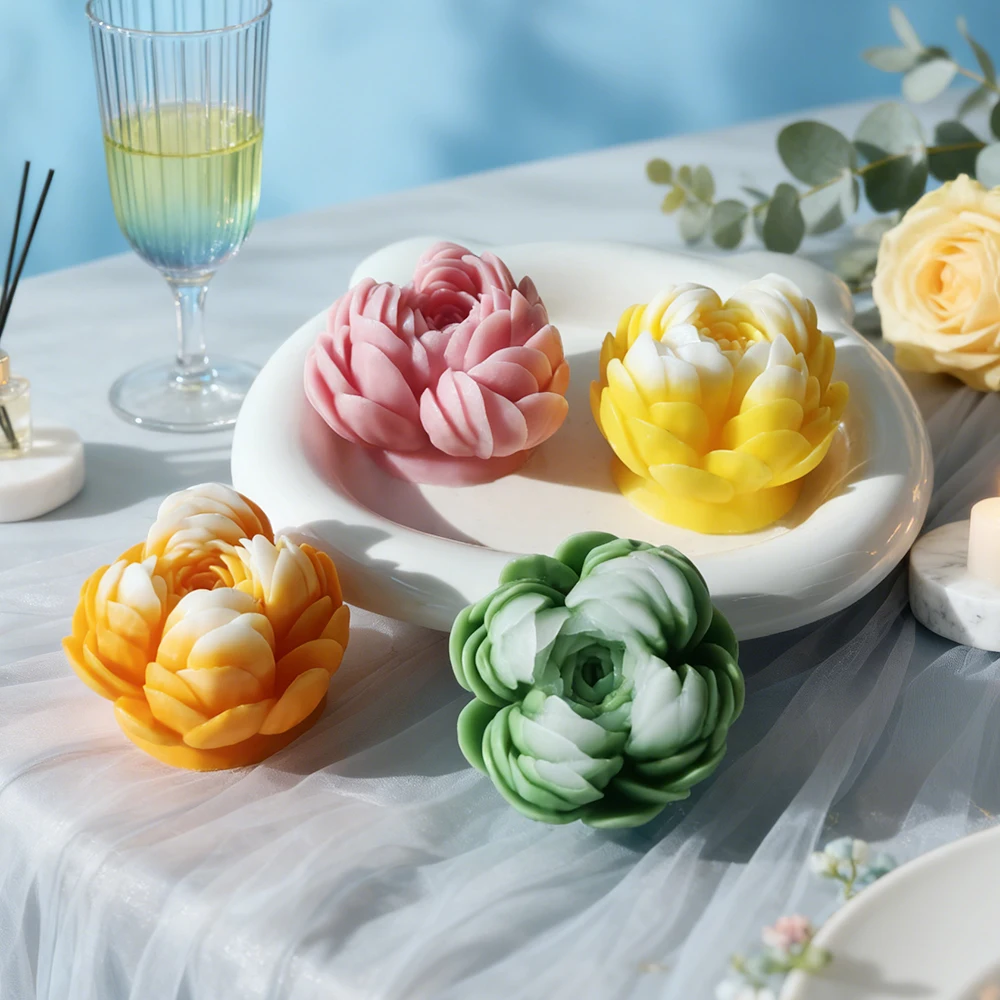 DIY Paeonia lactiflora Pall Silicone Mold Handmade Aroma Candle Gypsum ...