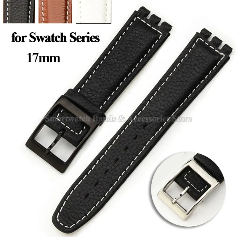 17mm Leather Watch Strap for Swatch Series Replacement Wrist Band Men ...