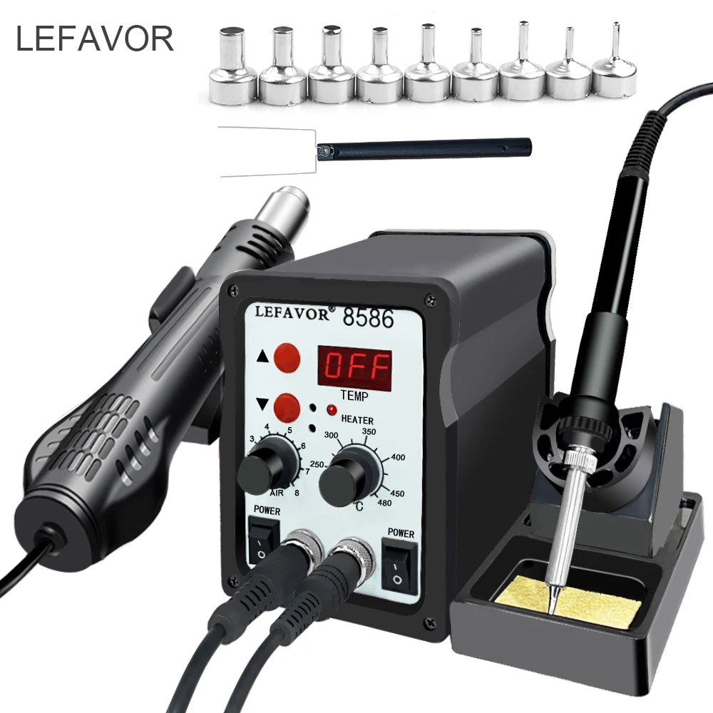 8586 Soldering Station 2 In 1 Digital ESD Hot Air Blower Heat Gun ...