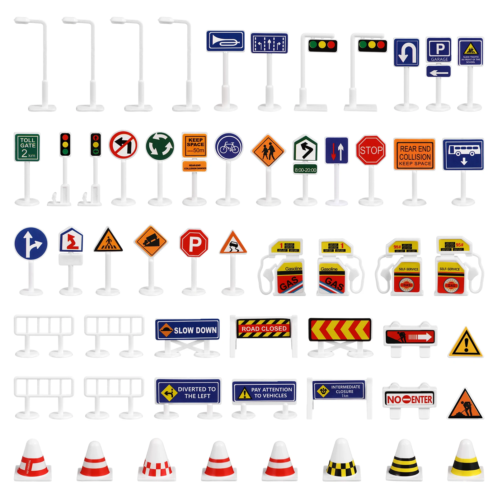 56pcs-Mini-Traffic-Signs-Model-Road-Models-Road-Toys-Fences-Parking ...