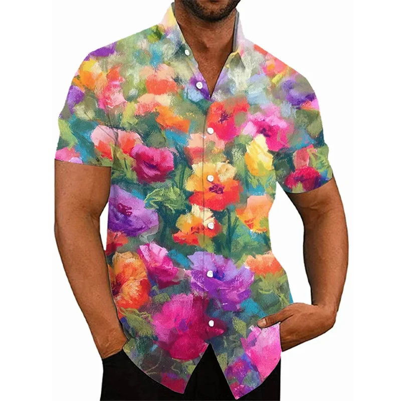 Harajuku-Summer-New-3D-Florals-Printing-Shirts-Colorful-Flowers-Graphic ...