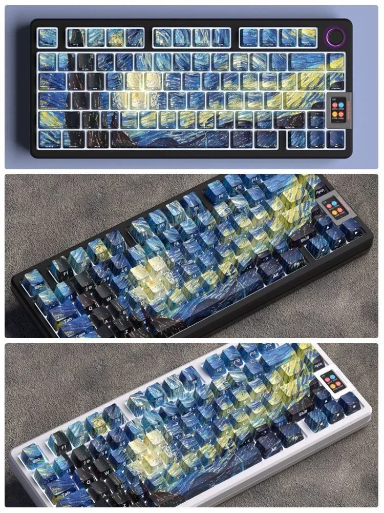 135-Keys-van-gogh-Keycaps-Translucent-PBT-Double-Shot-Side-Print-Shine ...