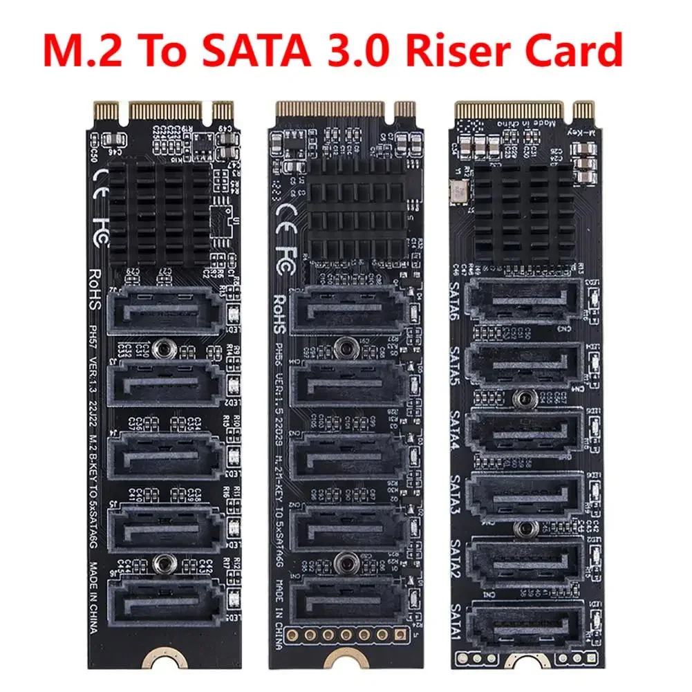 Riser Card M.2 Key JMB585 For NVME Converter M.2 To SATA 3.0 M.2 MKEY ...