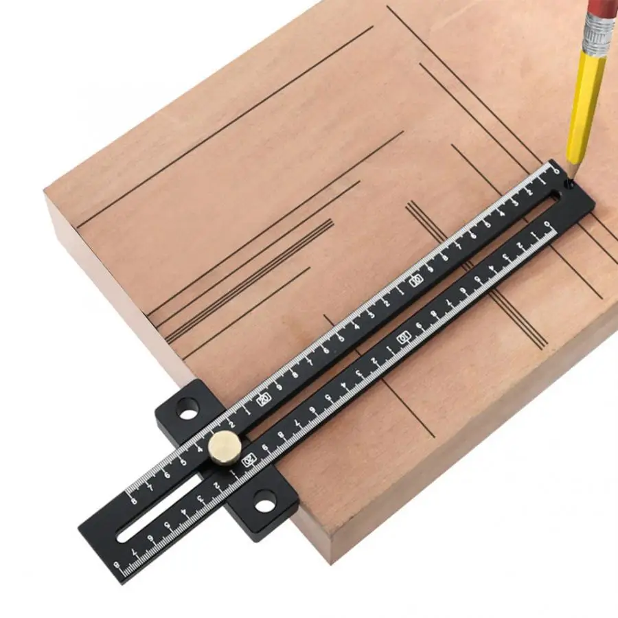 180mm T-type Scribing Ruler Scale Black Aluminium Alloy Woodworking ...