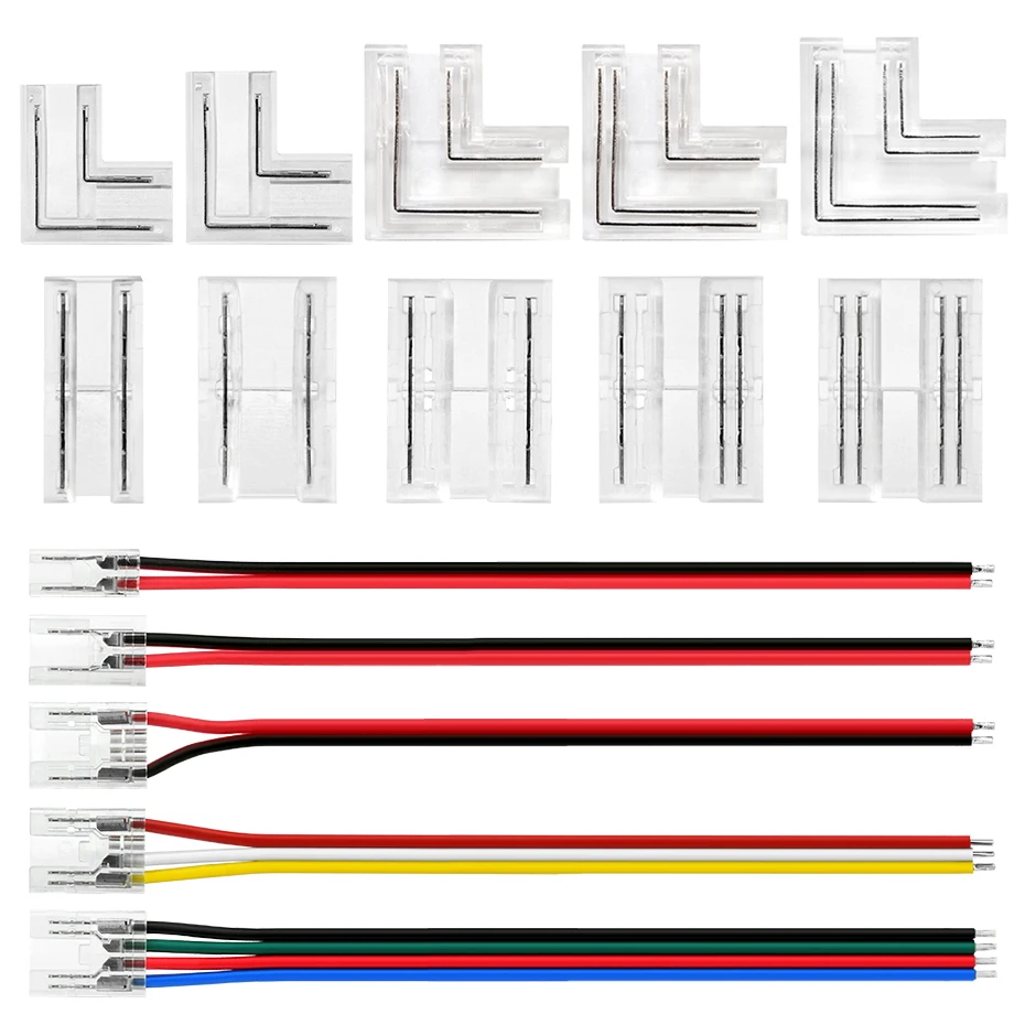 5PCS Quick Connectors For 5V/12V/24V COB Led Strip Light 2Pin 3Pin 4Pin ...