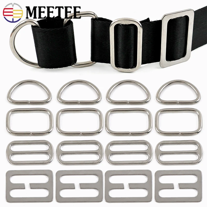 5/10P 20-38mm Stainless Steel Buckles Dog Collar Belt Connector Webbing ...