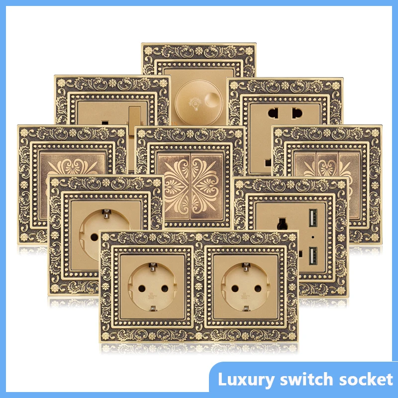 Luxury-European-retro-Metal-Button-Switch-panel-EU-France-Standard ...
