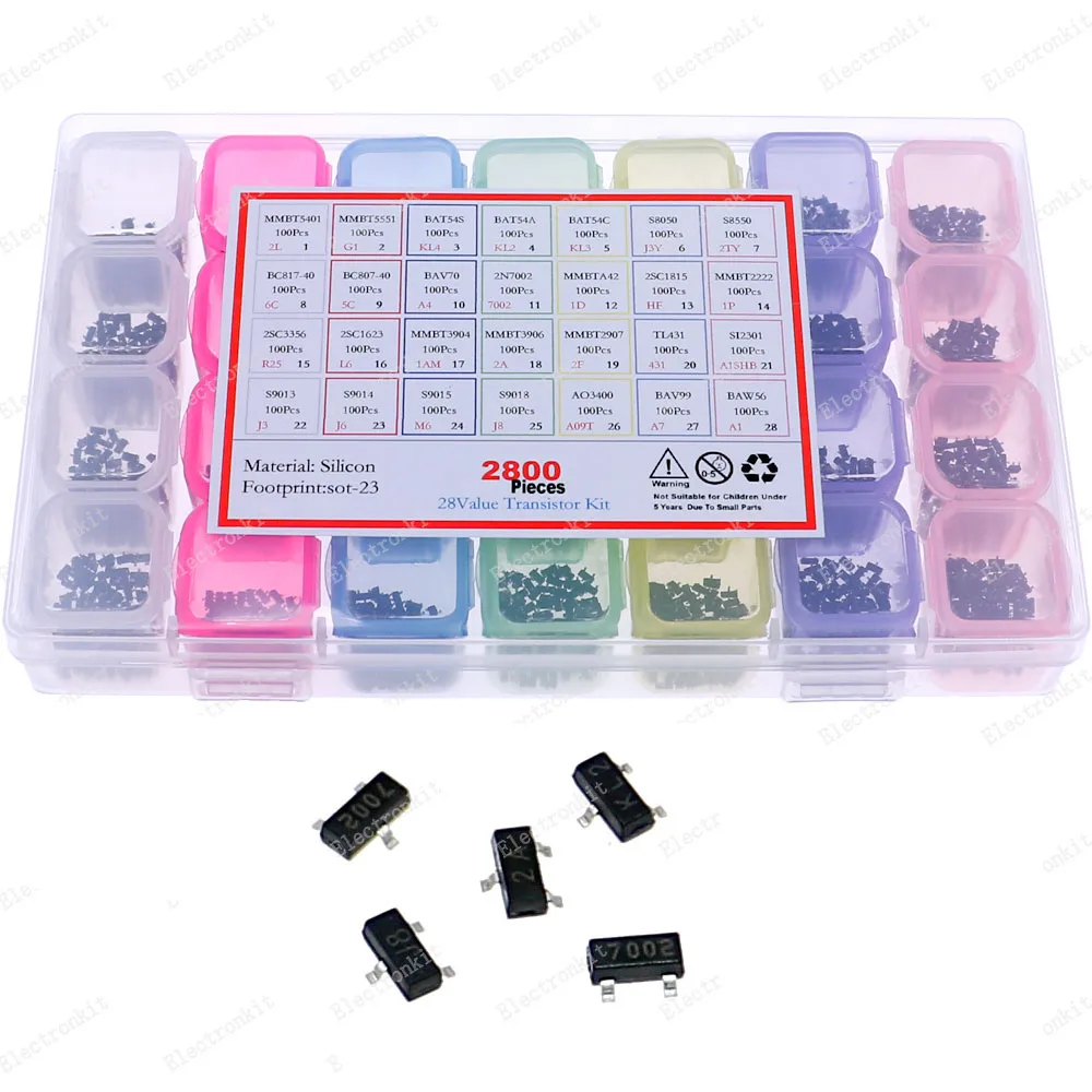 2800pcs-28Types-SMD-Transistor-m-lange-Kit-2N2222-S8050-S8550-S9014 ...