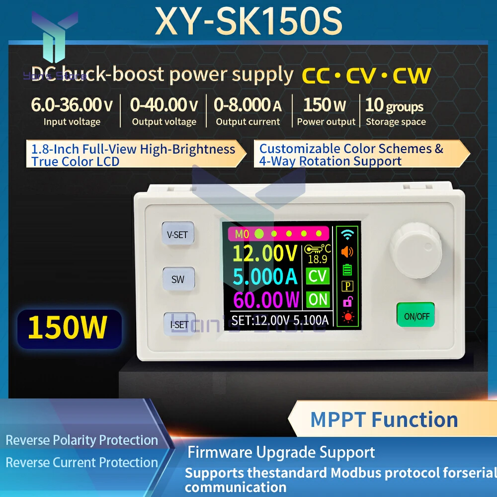 XY-SK150S 8A 150W CNC 가변 전압 조정기 전원 공급 장치 정전압 전류 유지 보수 부스트 벅 충전 모듈 ...