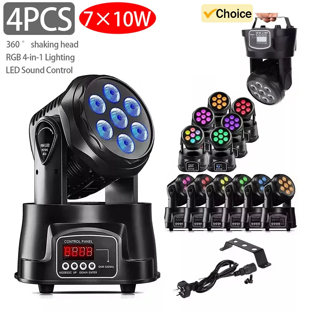 4PC-7-12W-Mini-Disco-Light-DMX512-Sound-Control-Wedding-Party-Ambient ...