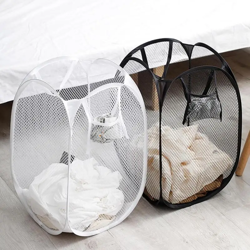 Mesh-Dirty-Laundry-Basket-Hamper-Foldable-Laundry-Basket-With-Durable ...
