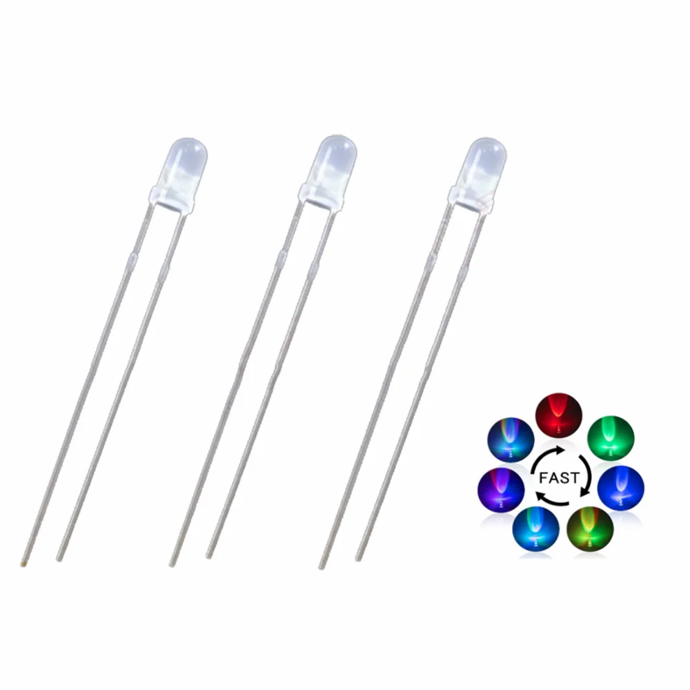 100-Pcs-3mm-Diffused-LED-Diode-Fast-Slow-Flash-Multicolor-Bulb-Lamps ...