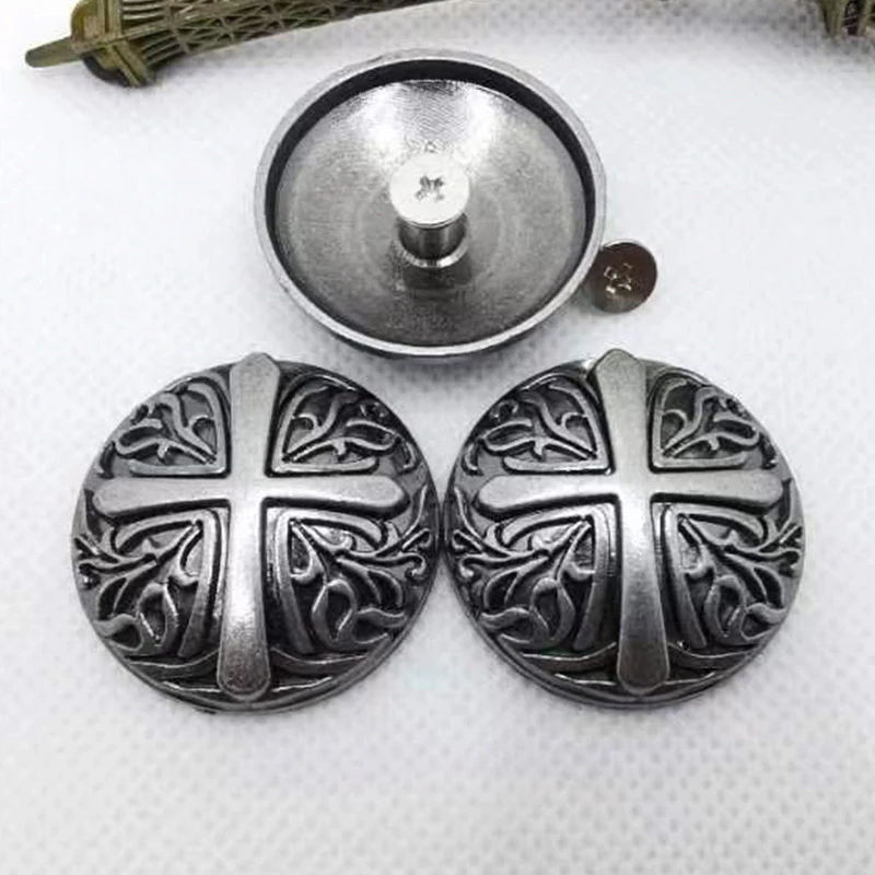 5-Set-30mm-Leather-Conchos-DIY-Button-Plated-Celtic-Biker-Cross ...