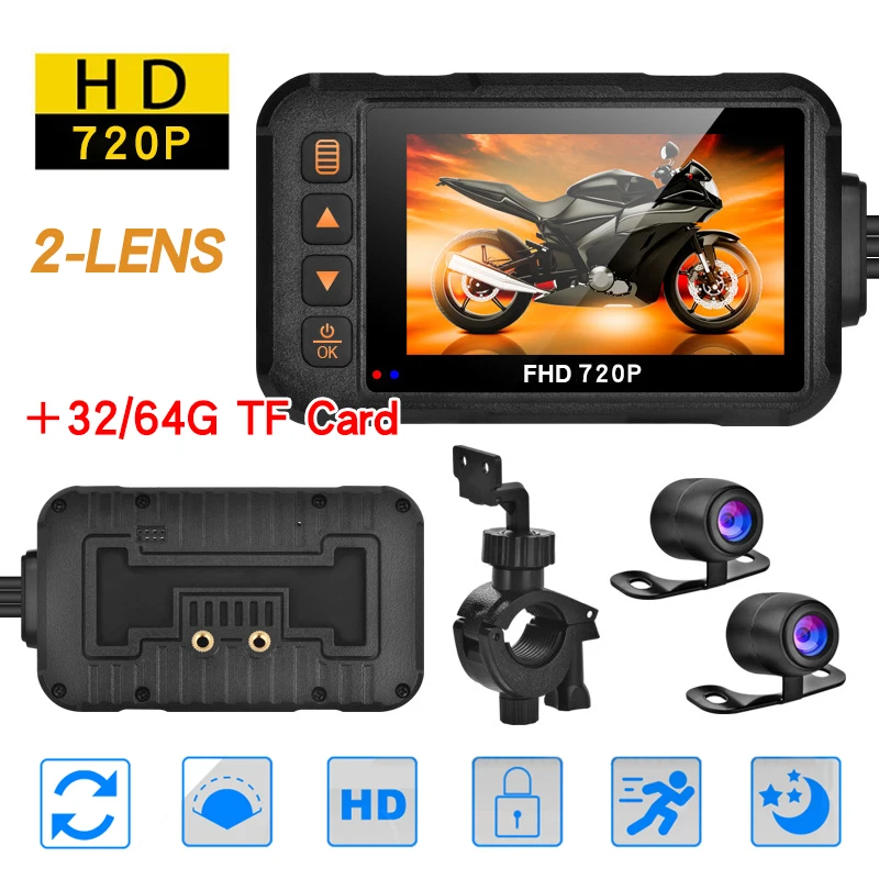Dual-720P-Motorcycle-DVR-Full-Body-Waterproof-Moto-Camera-Dash-Cam ...
