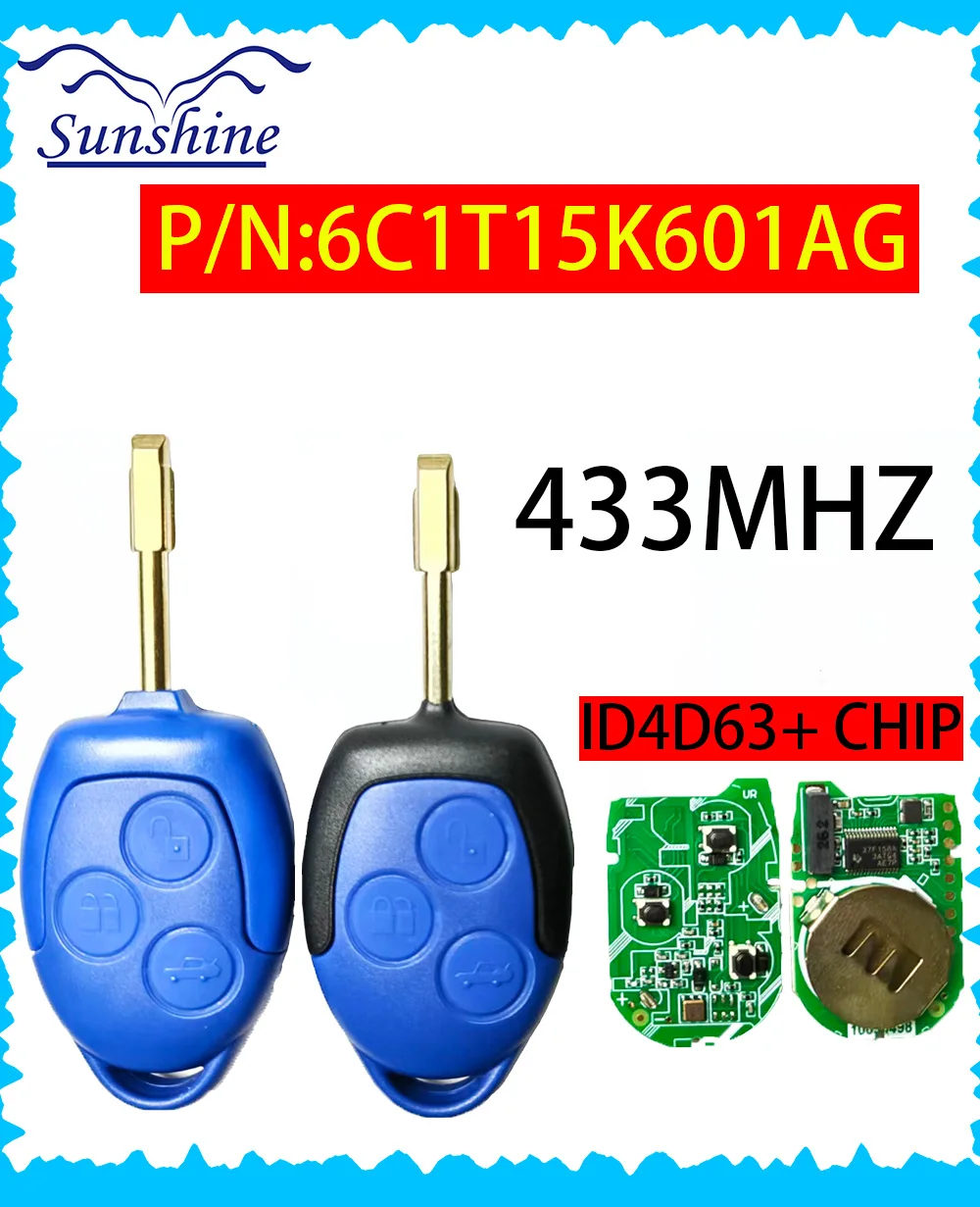 Sunshine 433MHz 4D63+ chip Blue Remote Car Key/PCB Board P/N ...