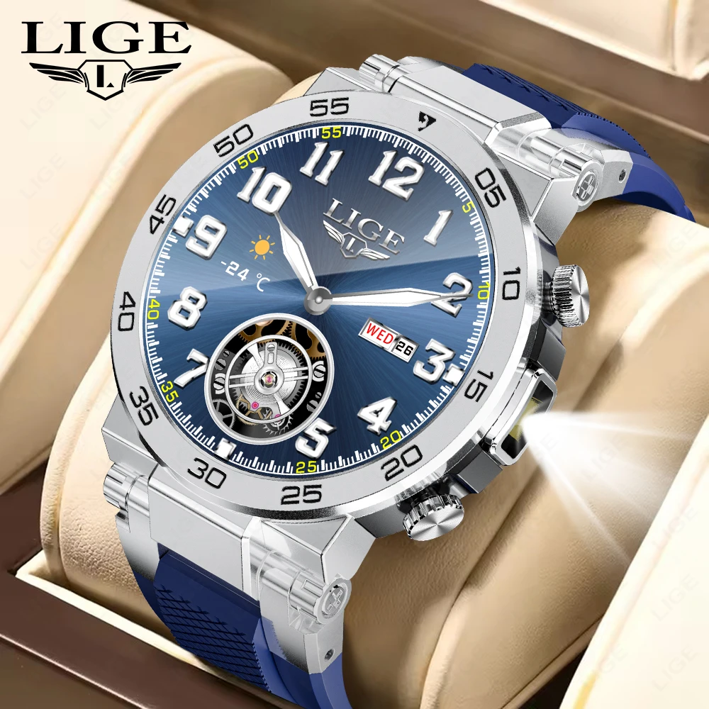 LIGE New Smart Watch For Men Bluetooth Call Outdoor Sports Bracelet LED ...