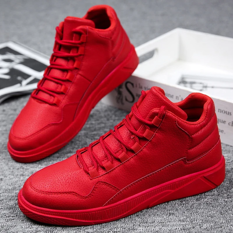 New-Fashion-Red-Men-s-Sneakers-Casual-Leather-High-top-Men-Shoes-Street ...