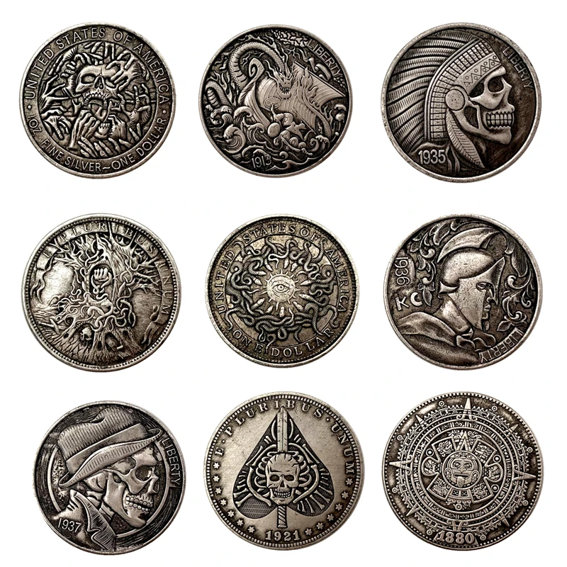 39Pcs-Set-Cameo-Skull-Wanderer-Antique-Collectible-Coins-Set-American ...