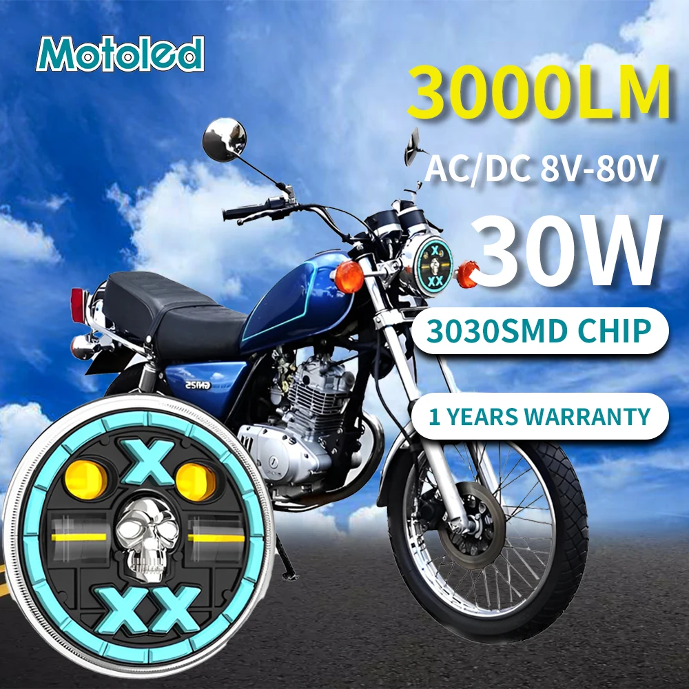 Motoled-5-75-Inch-Yellow-White-LED-Accessory-Bulbs-Light-Motorcycle ...