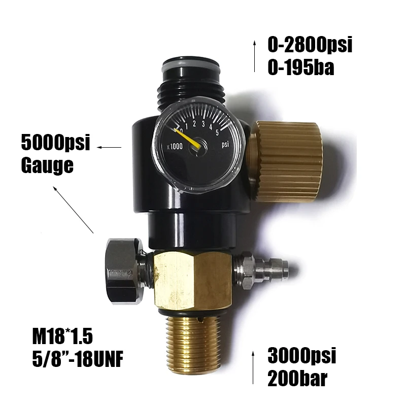 HPA-Compressed-Air-Tank-Cylinder-Regulator-Adjustable-Output-0-2800psi ...