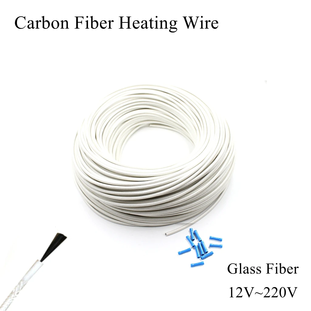 10m/lot 220V Carbon Fiber Heating Wire Cable Glass Fiberglass Sheath ...