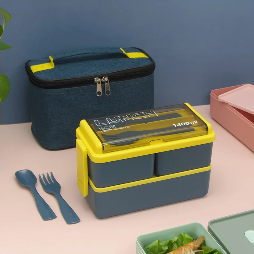 Plastic-Lunch-Box-Double-Compartments-Student-Adult-Portable-Lunch-Box ...