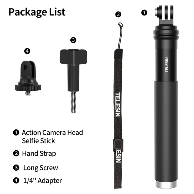 TELESIN For GoPro Selfie Stick Foldable Tripod Phone Holder Aluminum ...
