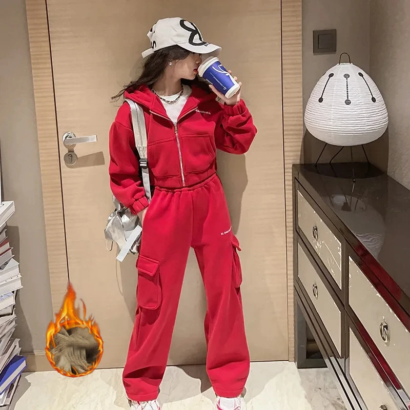 Girls-Tracksuit-Winter-Casual-Zipper-Hoodies-Sweatpants-2-Pieces-School ...