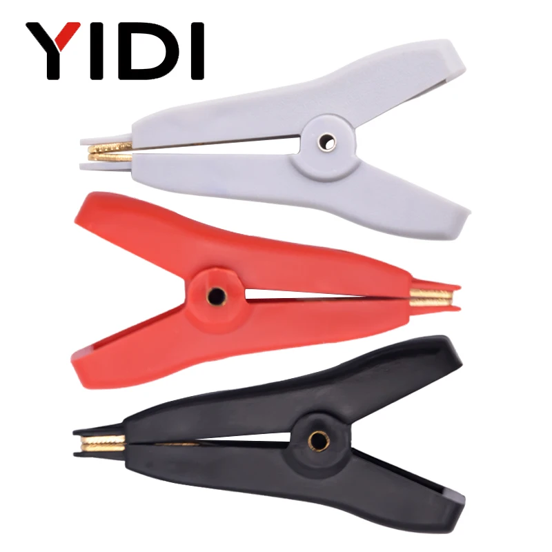 YIDI Insulated 5A Flat Crocodile Clip, 52mm LCR Kelvin Copper Brass ...
