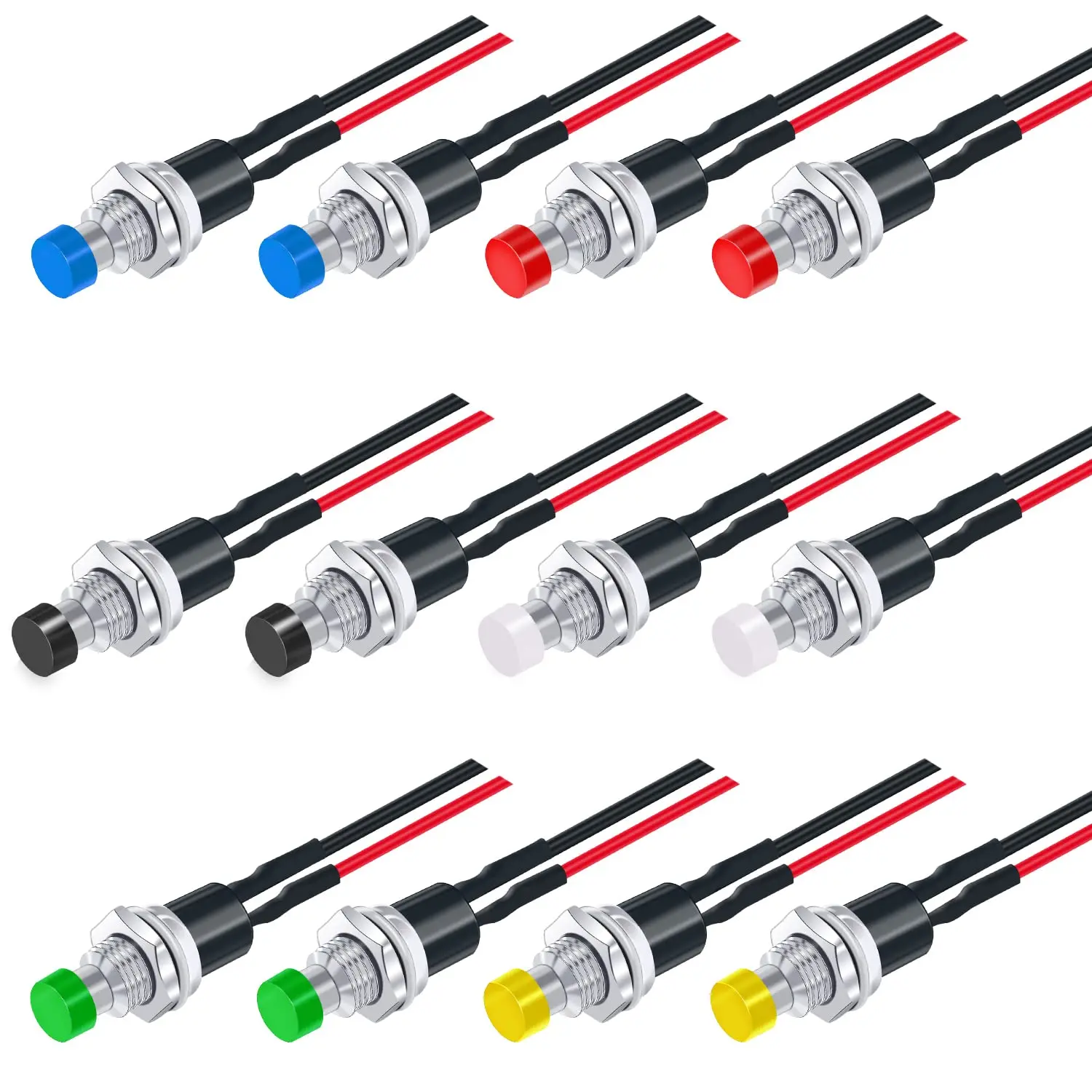 6Pcs-1A-250V-AC-2-Pins-SPST-6-Colors-Normal-Open-Mini-Momentary-Push ...