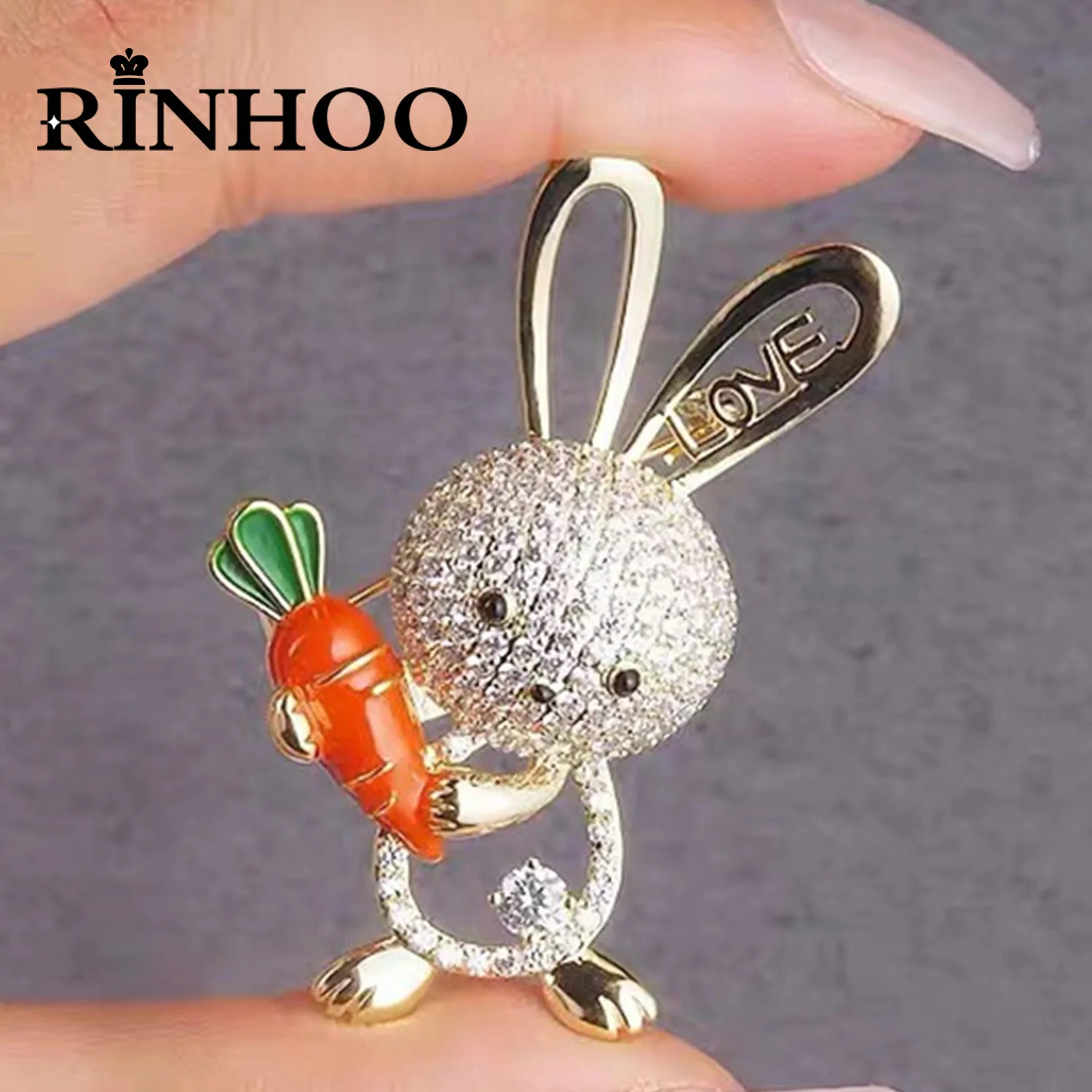 Rinhoo Cute Rabbit Hugging Carrot Brooches Pins for Women Cartoon ...