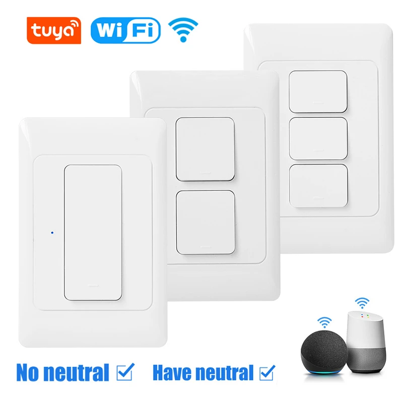 Tuya WiFi Interruptor de Luz Inteligente, Interruptores de Botão Sem ...