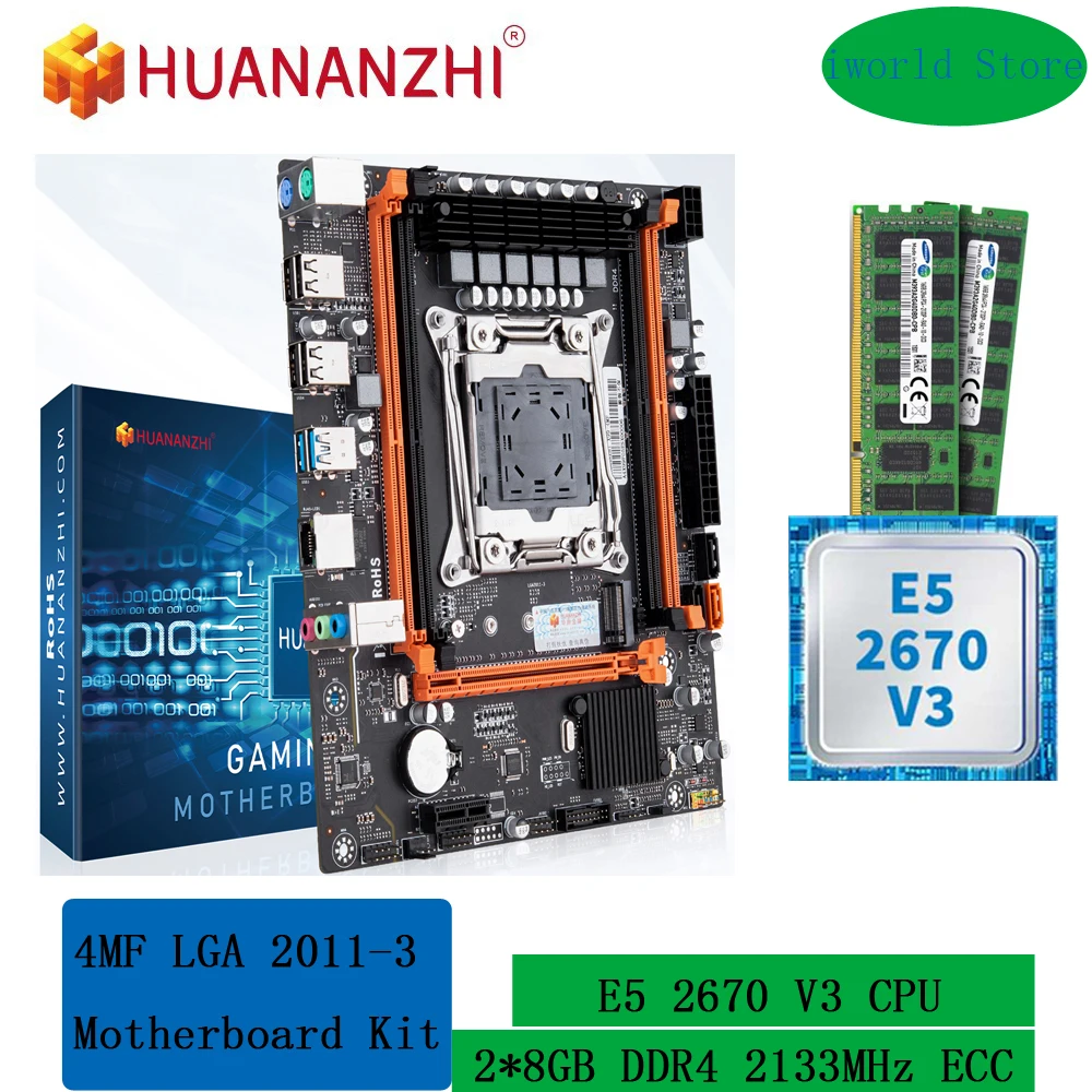 X99 마더 보드 키트, Xeon HUANANZHI 4MF LGA 2011 v3 메모리, ddr4 2133MHz 16GB(2 ...