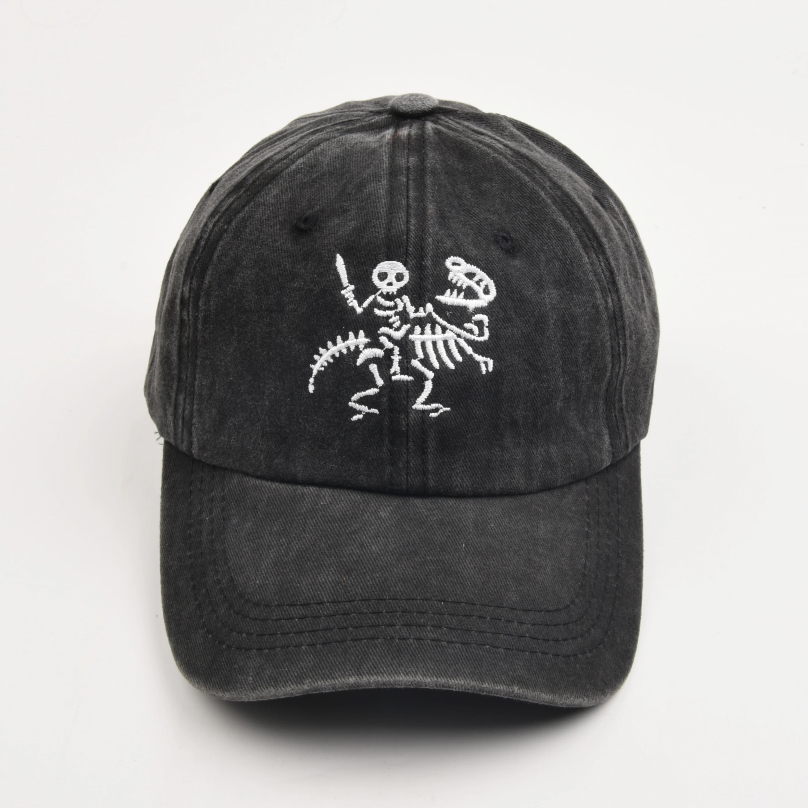 Skeleton Knight And Dragon Embroidery Cotton Baseball Caps For Men ...
