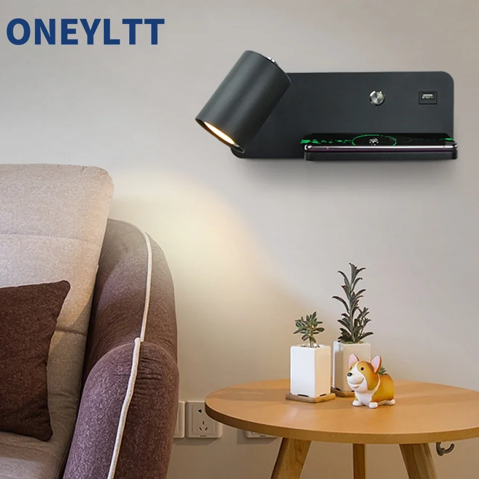 Indoor-wireless-charging-wall-light-USB-GU10-5W-switch-wall-light ...