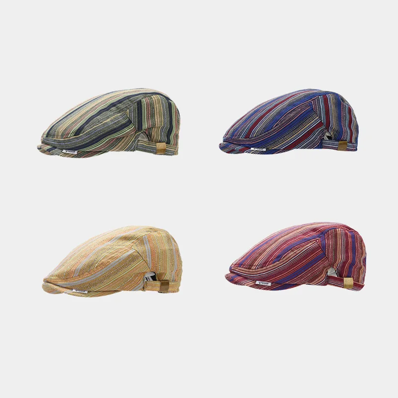 Japanese-Artsy-Retro-Striped-Beret-Autumn-New-Newsboy-Cabbie-Hats ...