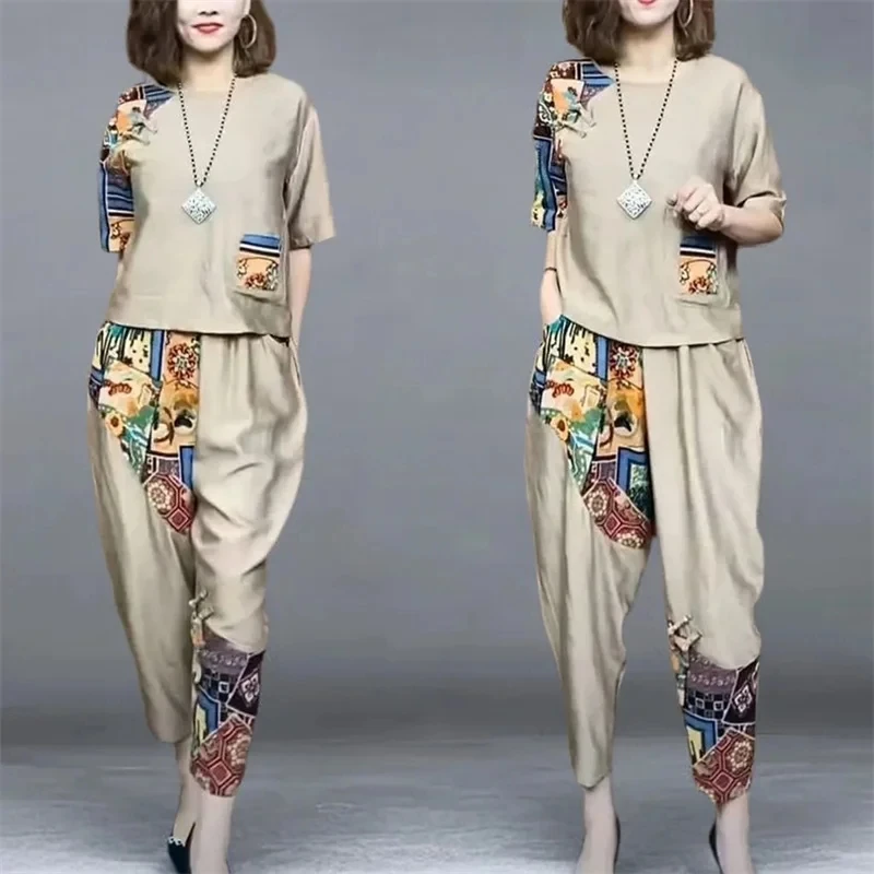 2024-Summer-New-Korean-Ladies-Cotton-Linen-Outfit-2PCS-Ethnic-Wind-Suit ...