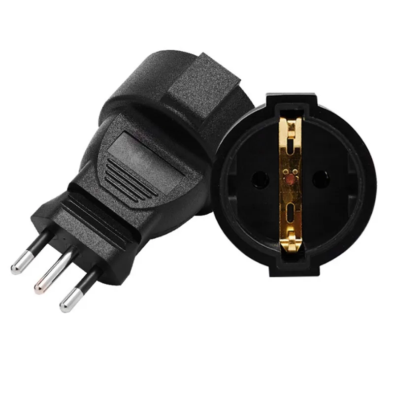 Black-Copper-16A-250V-Italy-Male-to-EU-4-8MM-female-power-adapter-plug ...