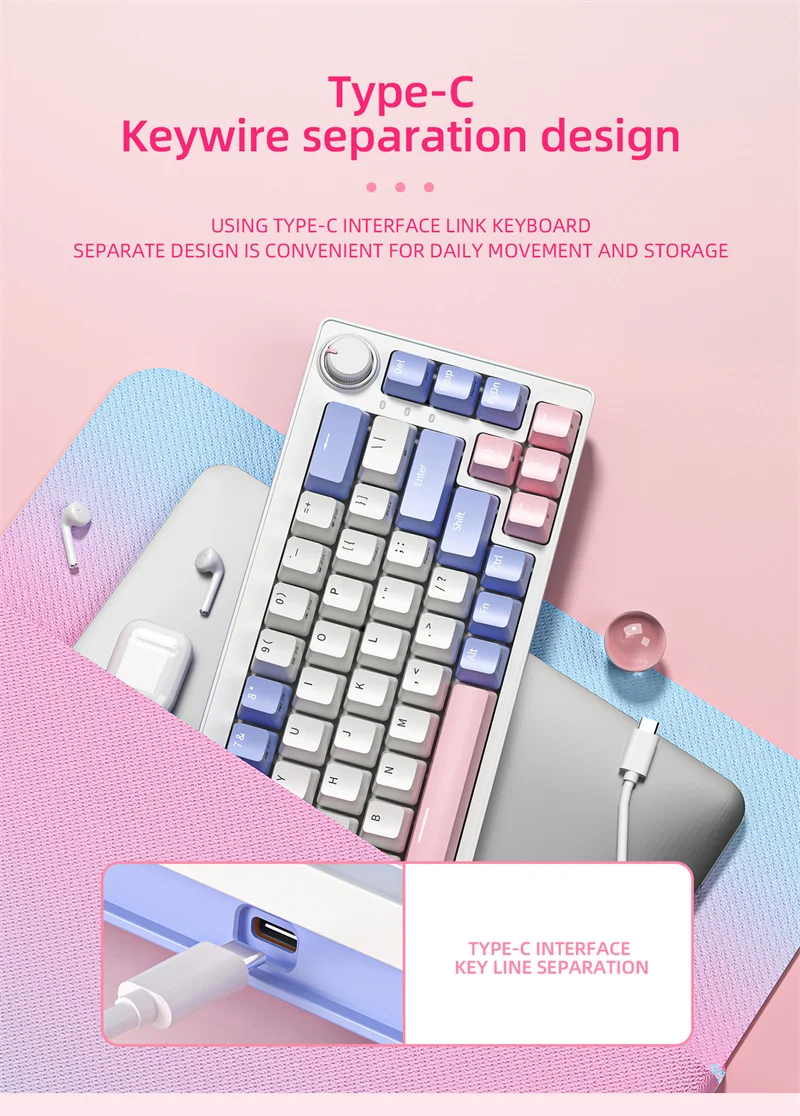 ZIFRIEND ZA68 Pro 68 Keys 3 Modes Hot Swappable Mechanical Keyboard ...