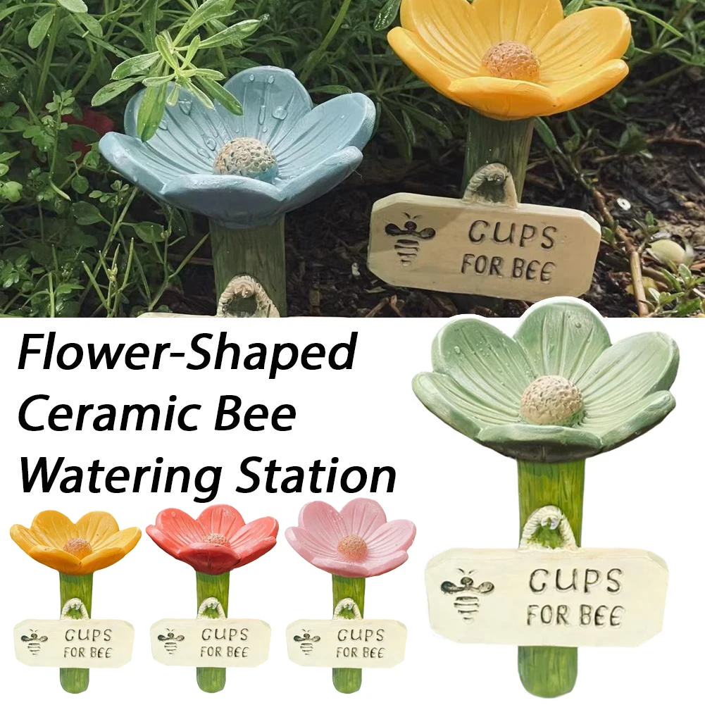 Flower-Shaped Ceramic Bee Watering Station Bee Pollinator Feeder ...